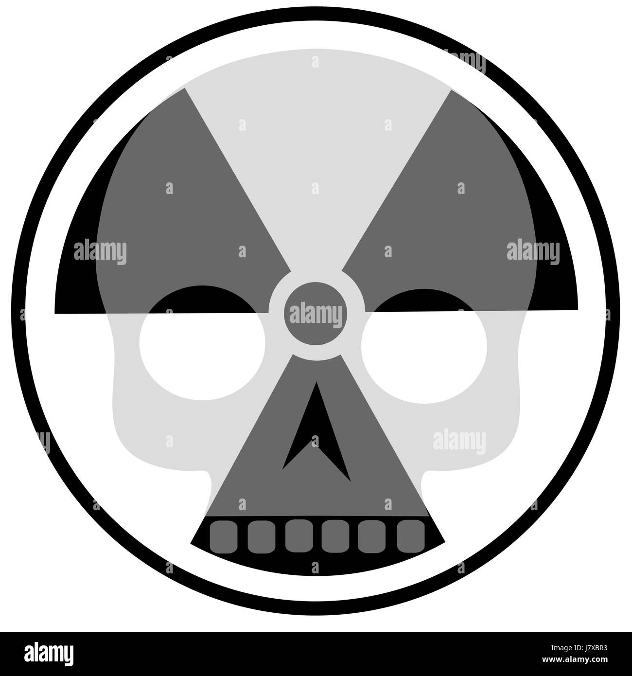 illustration skull circle radiation radioactivity fallout sign signal ...
