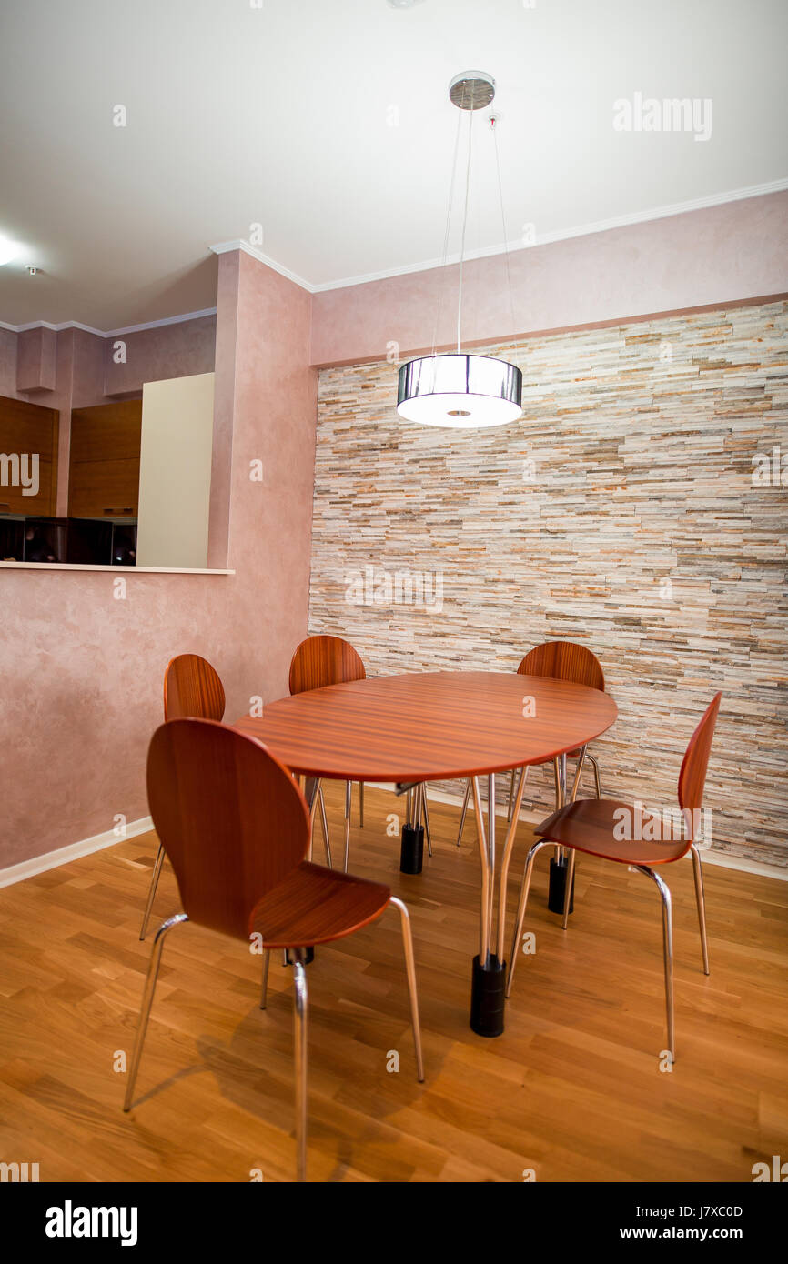 The dining table in the apartment. Table for lunch in the living Stock ...