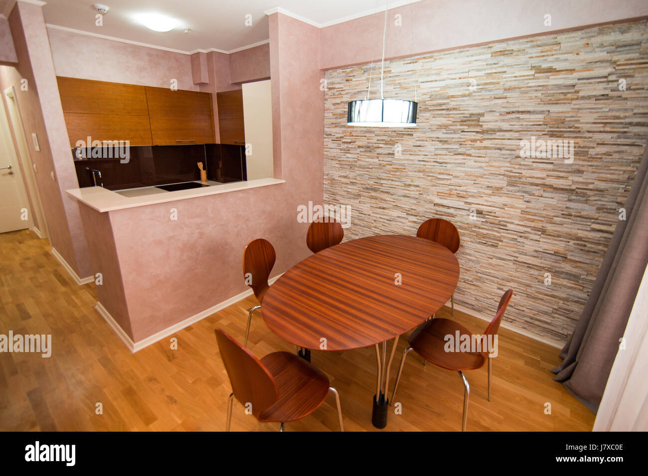 The dining table in the apartment. Table for lunch in the living Stock ...