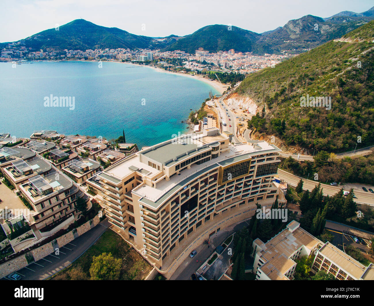 Multi-storey house on the sea. Montenegrin architecture. Real es Stock ...