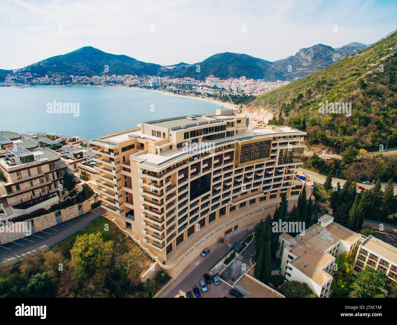 Multi-storey house on the sea. Montenegrin architecture. Real es Stock ...