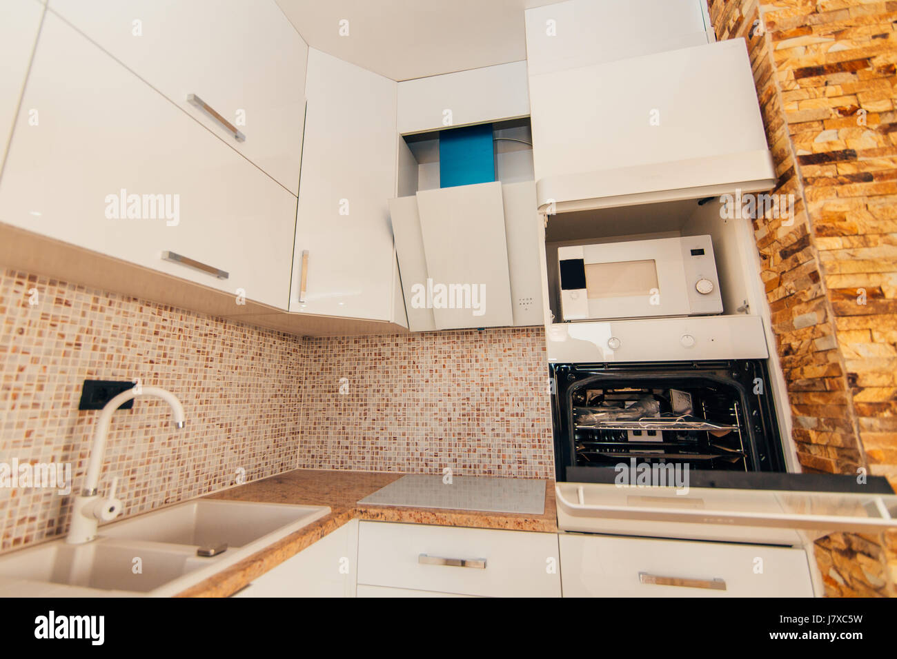 The oven in the kitchen. Stove with oven. The kitchen in the apa Stock ...