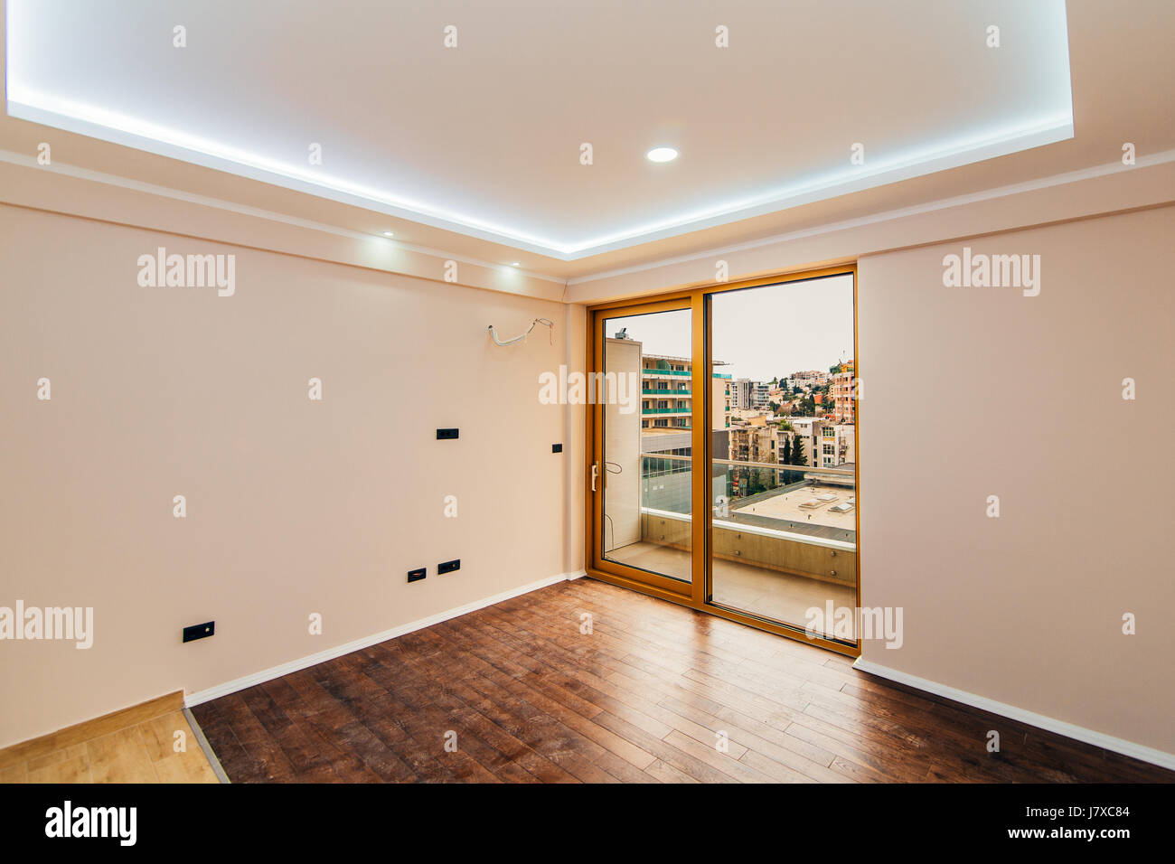 An empty apartment with no furniture. The apartment is renovated Stock ...