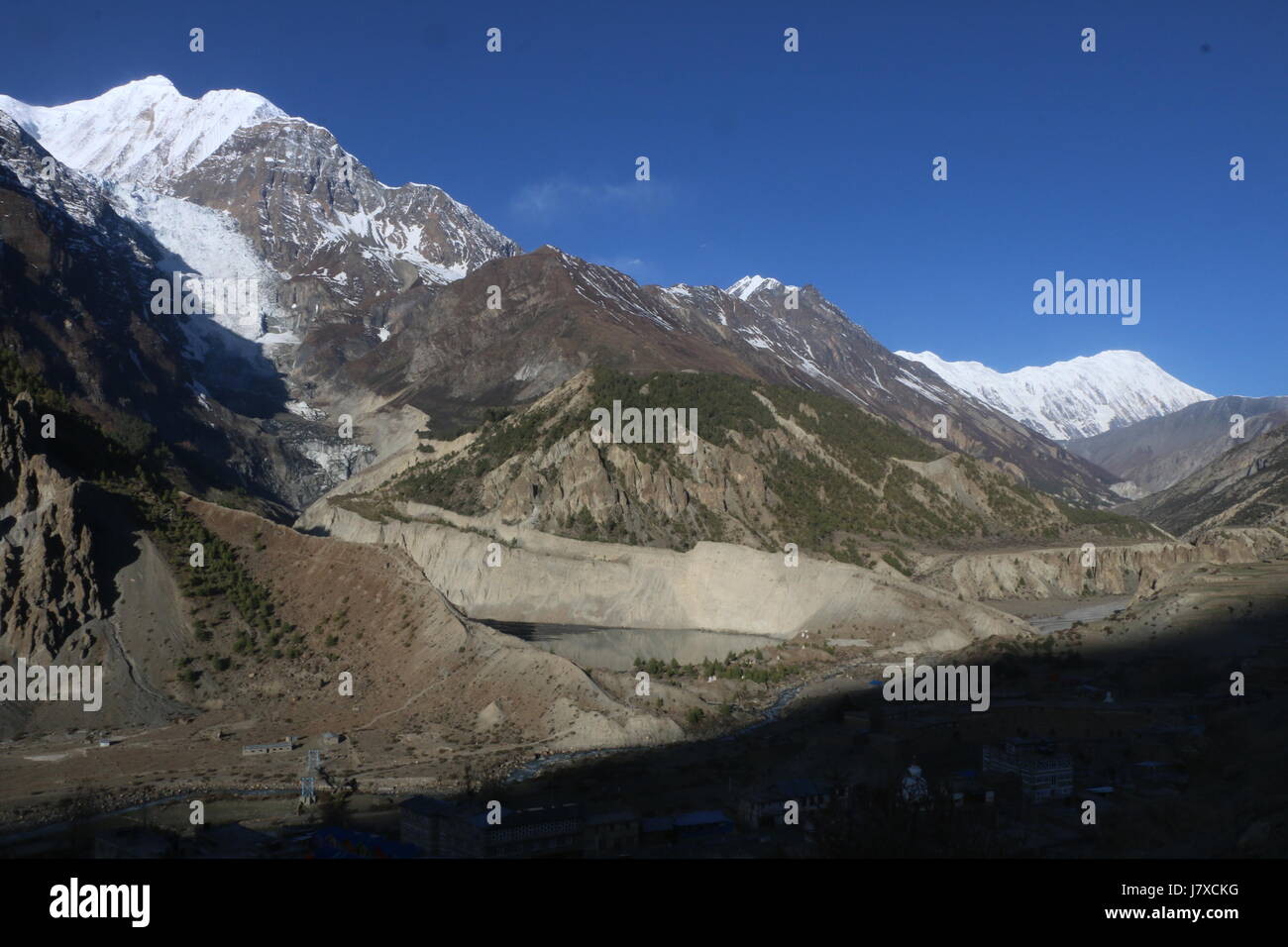 Annapurna himalaya range beautiful mountain Manang Nepal Stock Photo ...