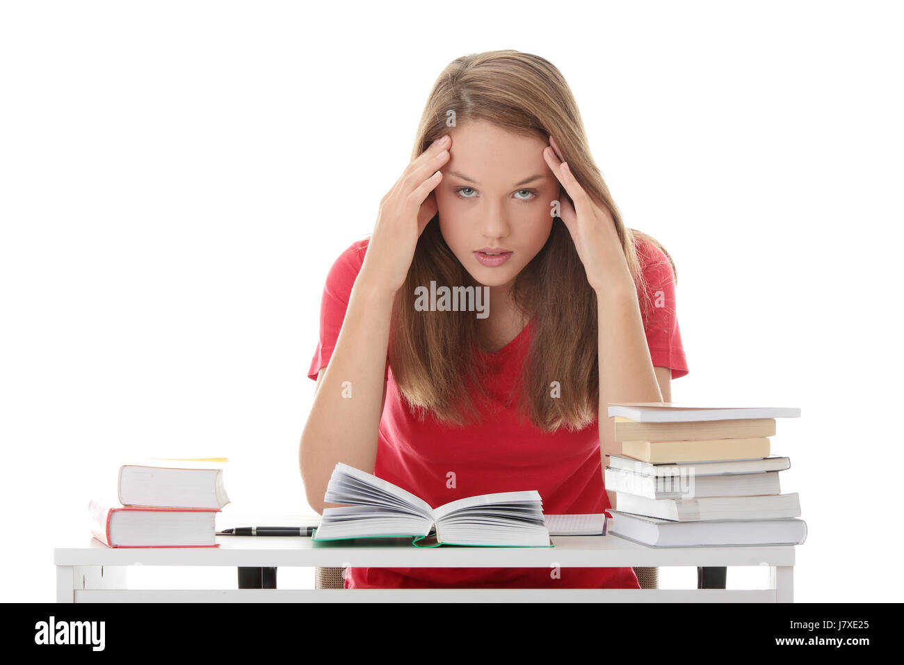 study beautiful beauteously nice desk education isolated female teen ...