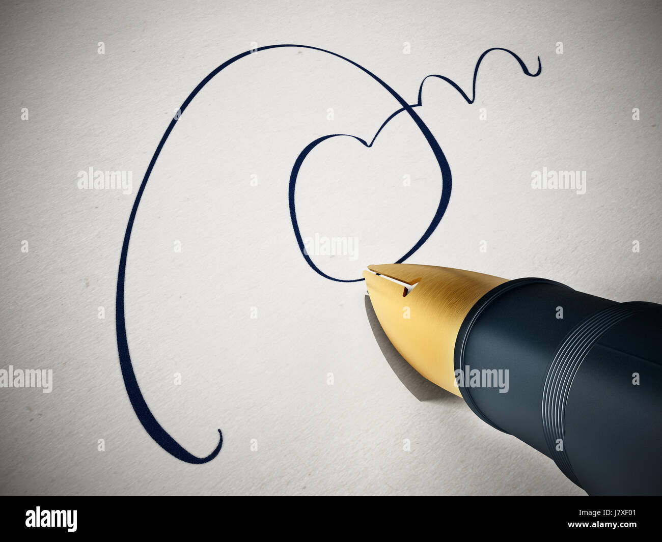 Fictitious sign and pen on paper. 3D illustration Stock Photo - Alamy