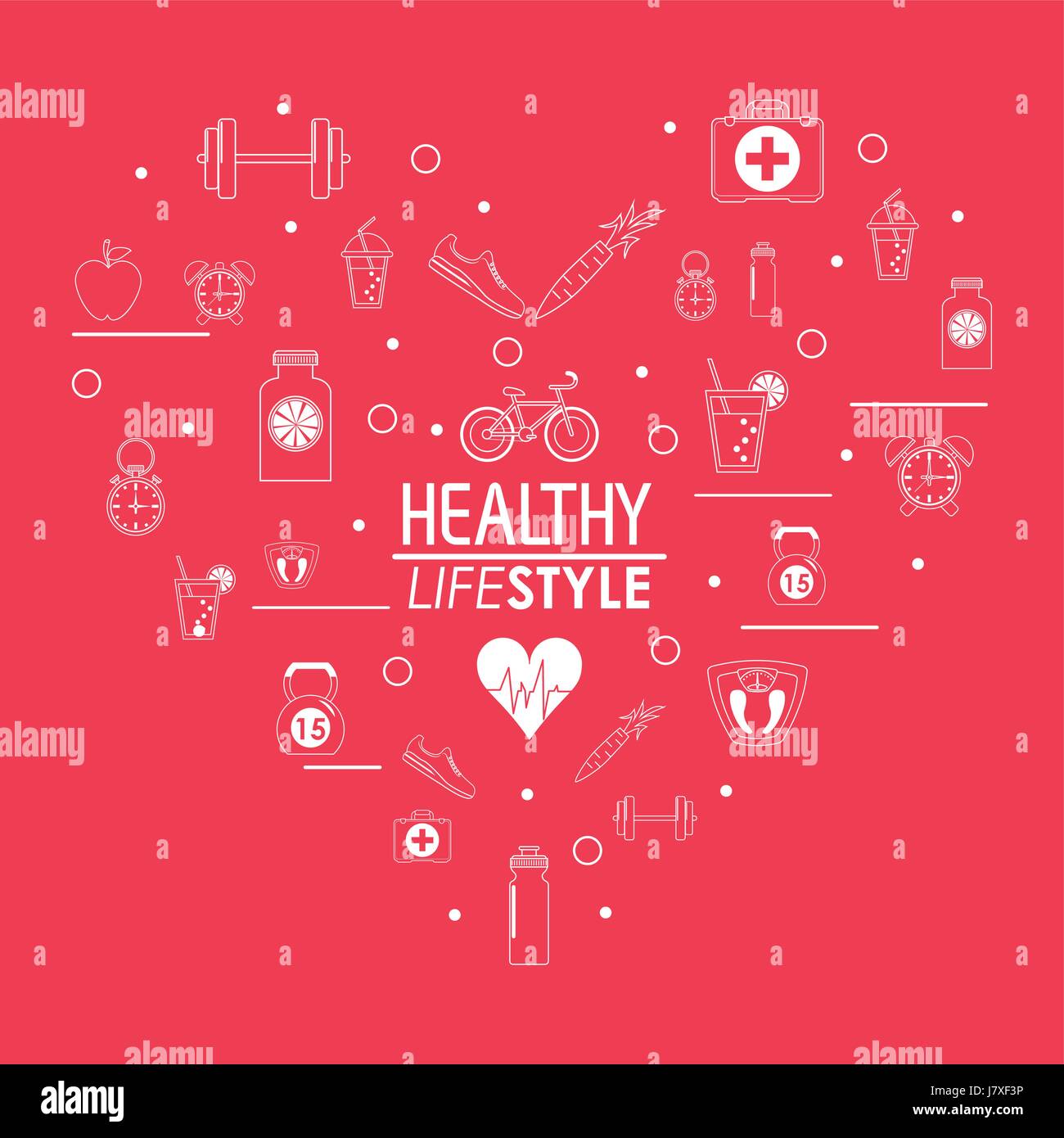 poster healthy lifestyle design in heart shape Stock Vector Image & Art ...