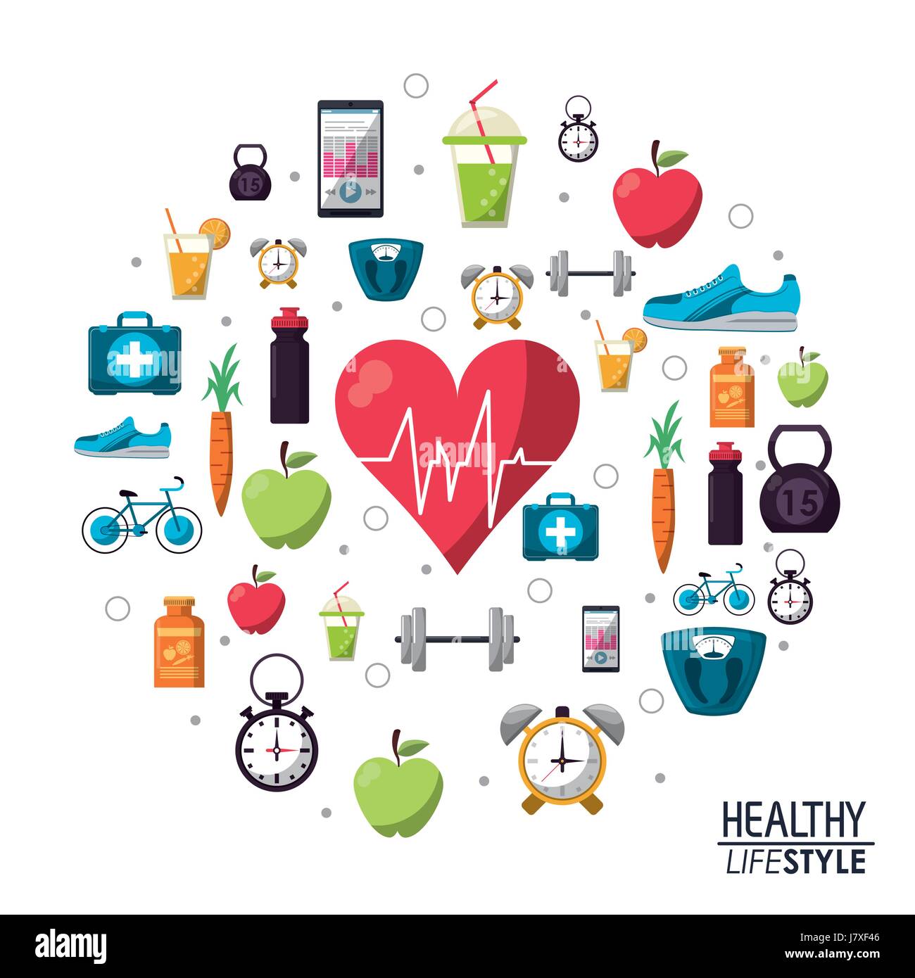color poster elements sport healthy lifestyle icons Stock Vector Image ...