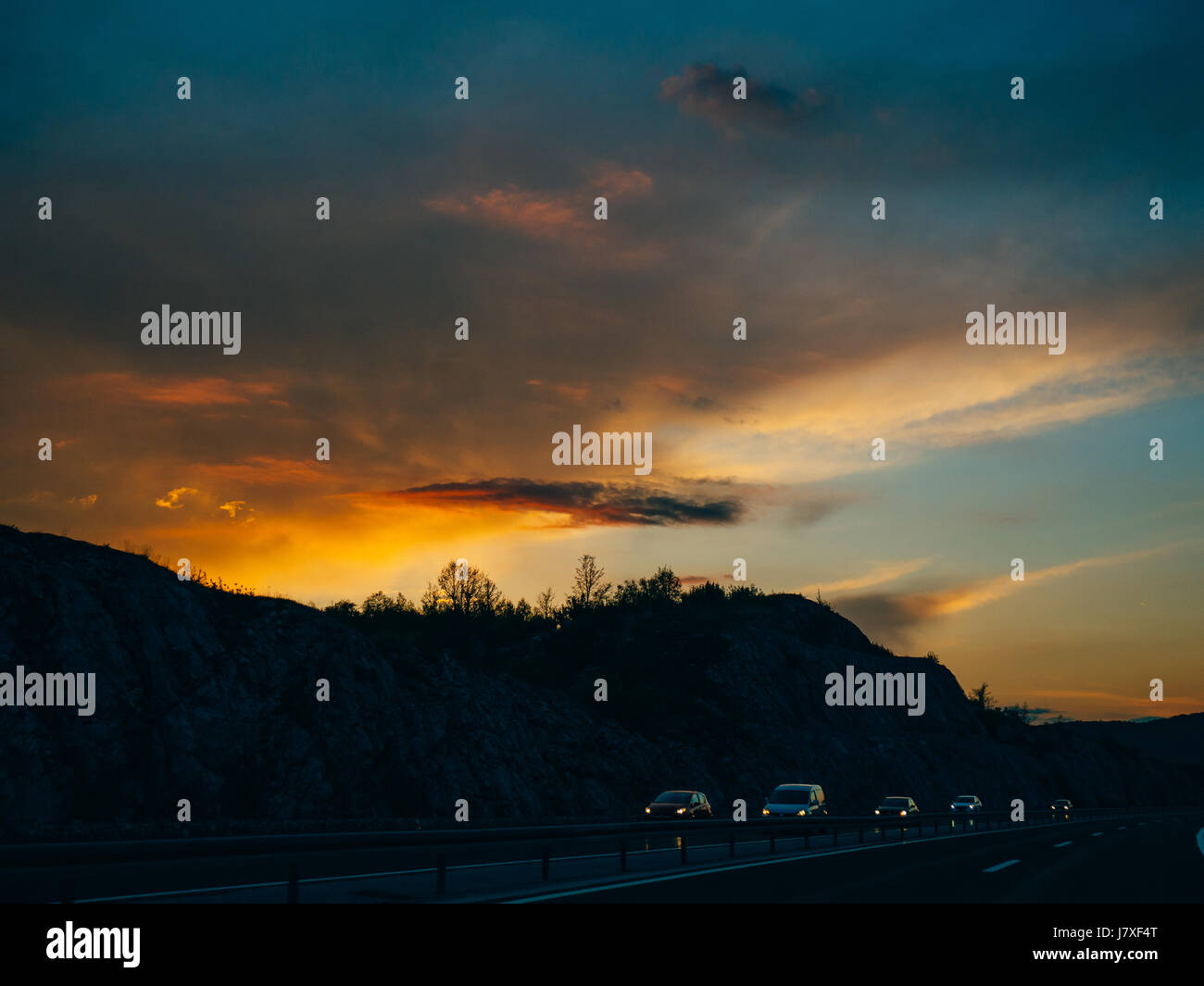The road at sunset. Motorway in Croatia Stock Photo - Alamy