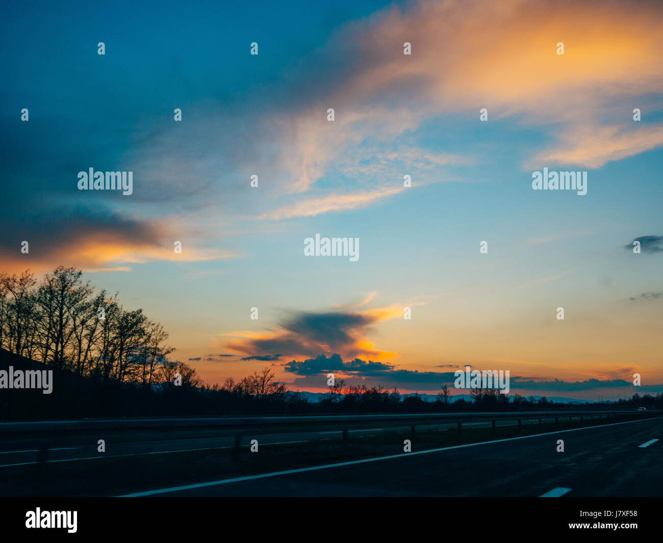 The road at sunset. Motorway in Croatia Stock Photo - Alamy