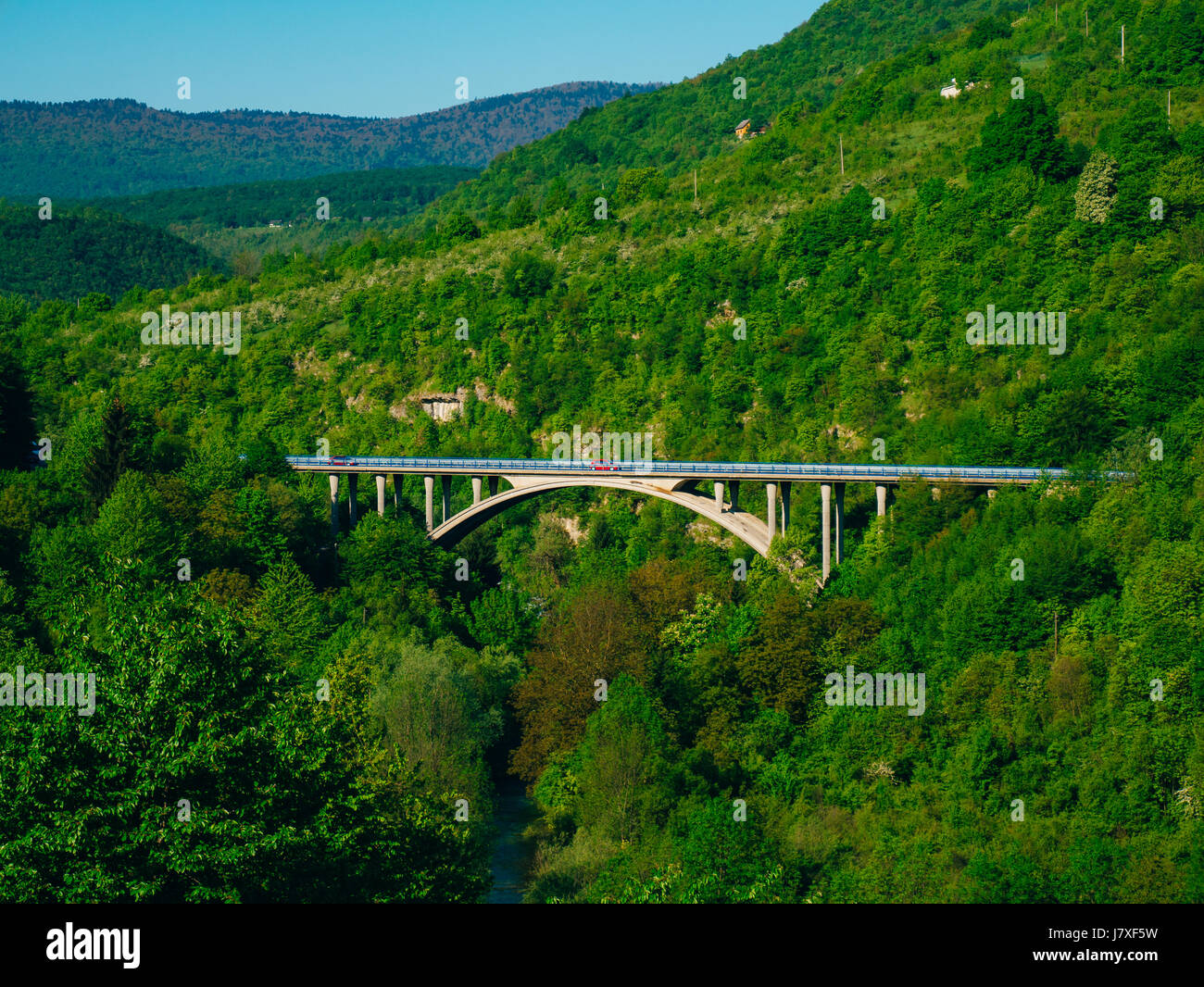 Car arched bridge in the forest, in the mountains. In Croatia, n Stock ...