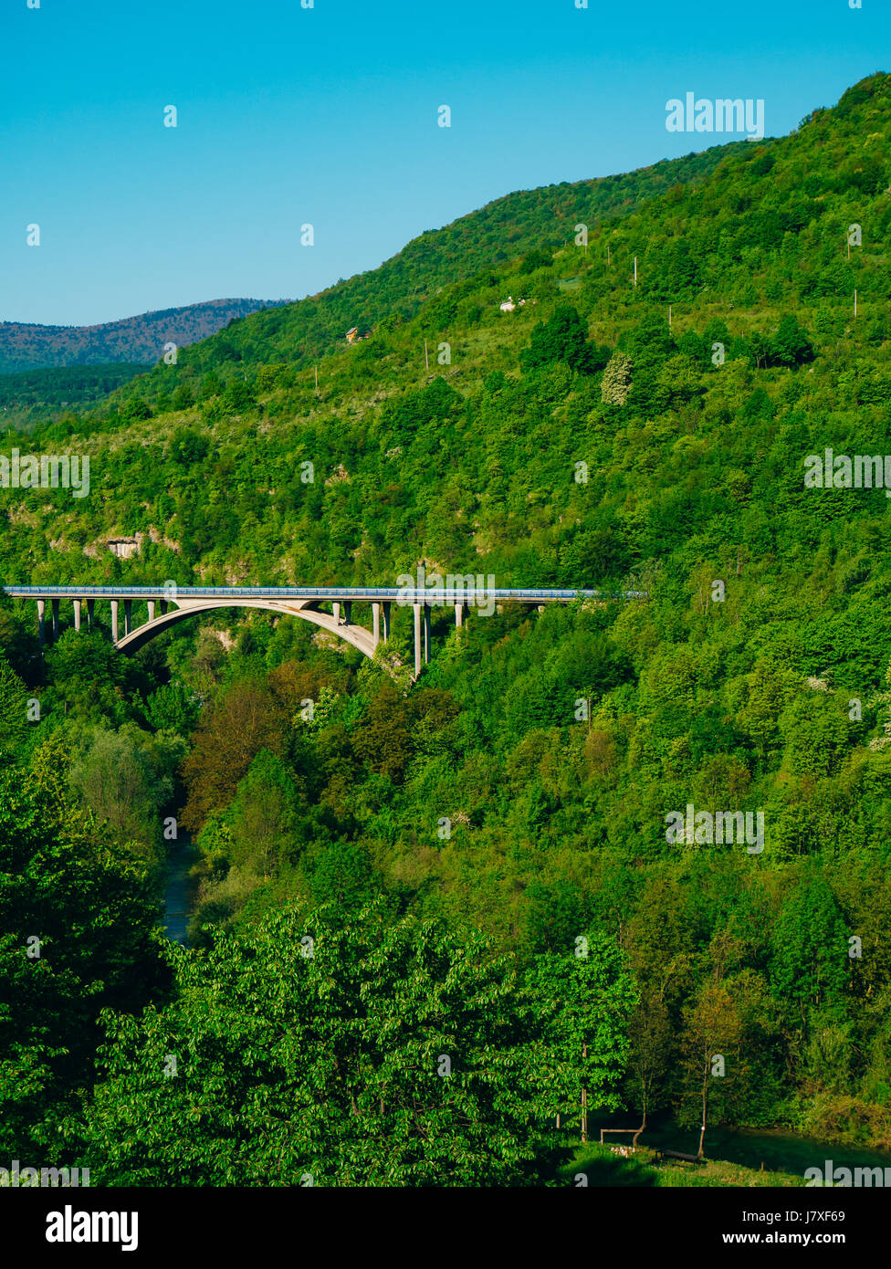 Car arched bridge in the forest, in the mountains. In Croatia, n Stock ...