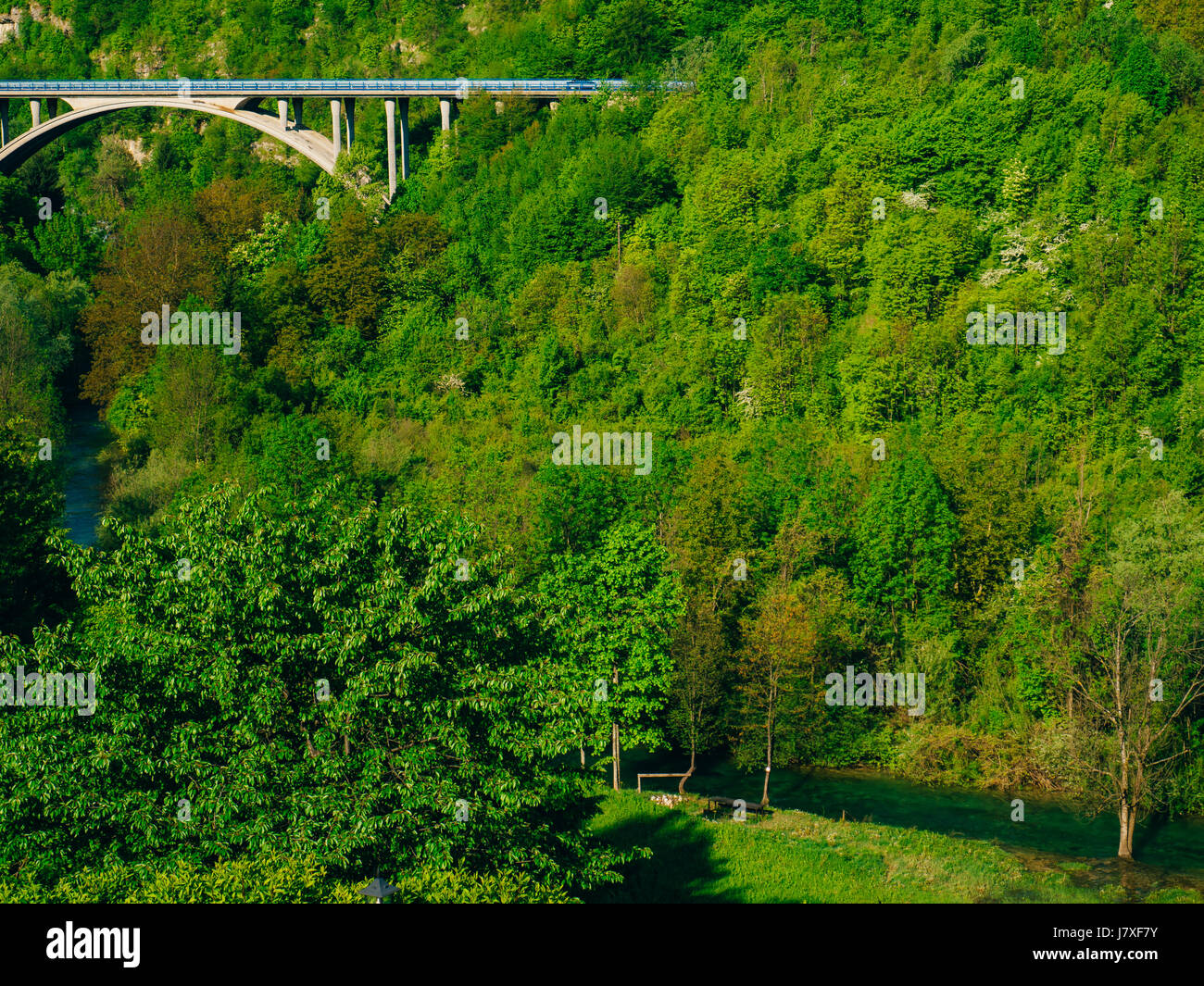 Car arched bridge in the forest, in the mountains. In Croatia, n Stock ...