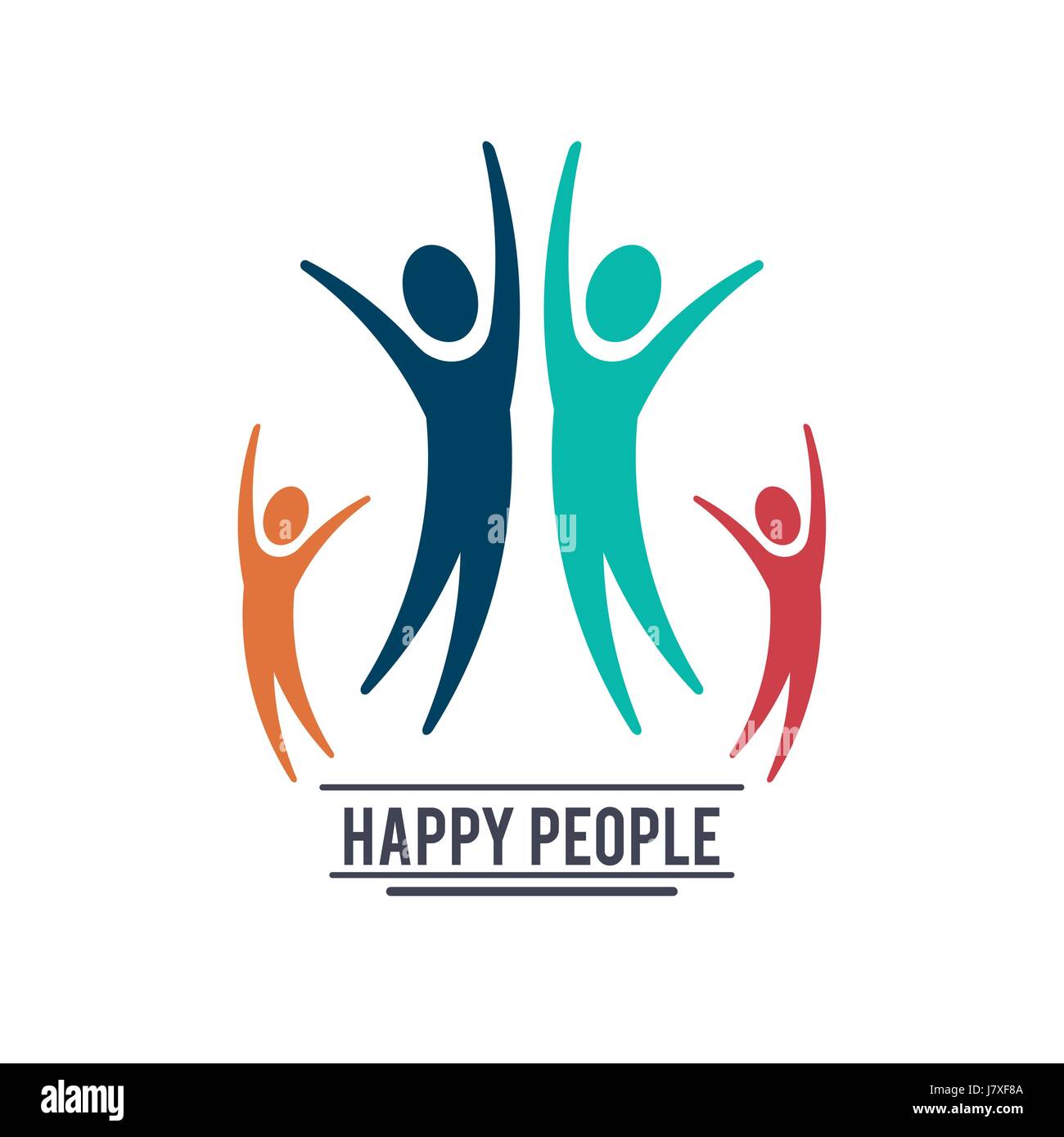 colorful teamwork happy people with four pictograms Stock Vector Image ...