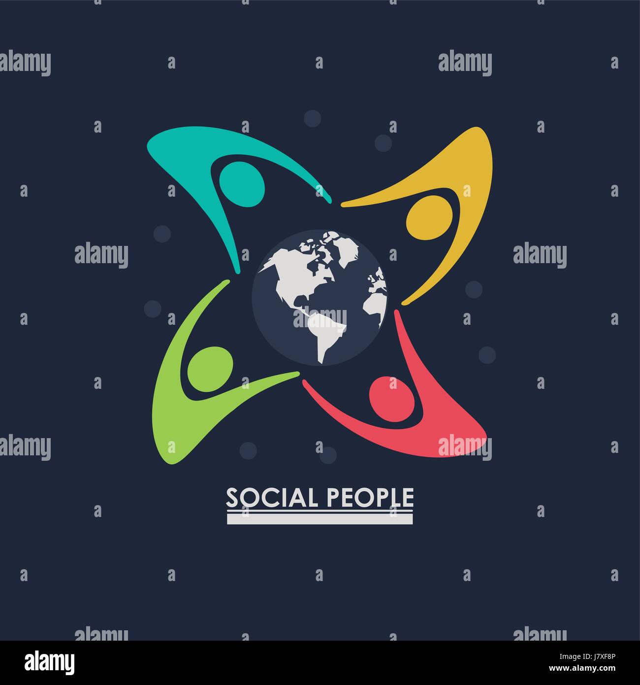 group of people around earth globe concept social people Stock Vector ...