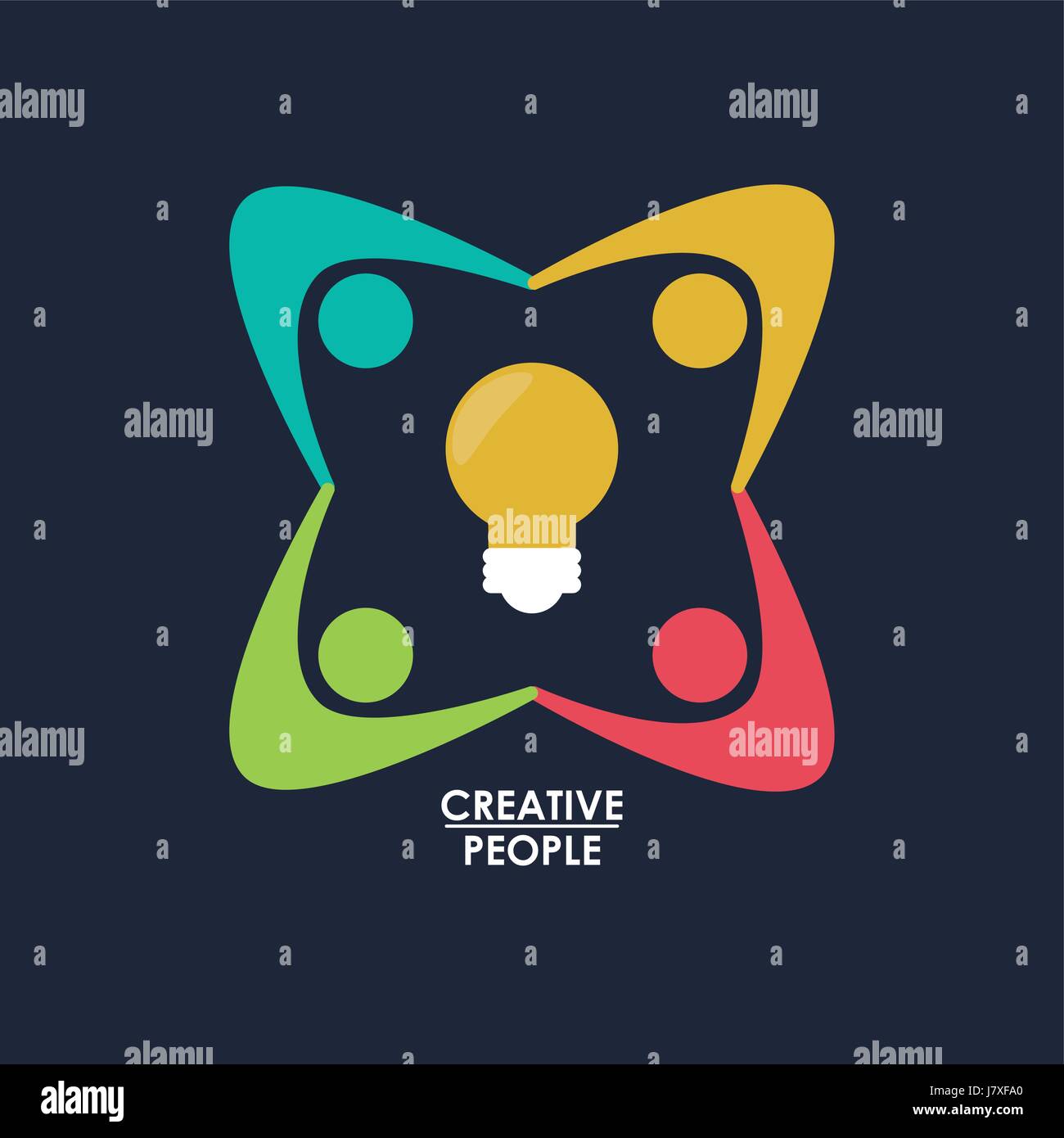 color background with creative people pictogram around light bulb Stock ...