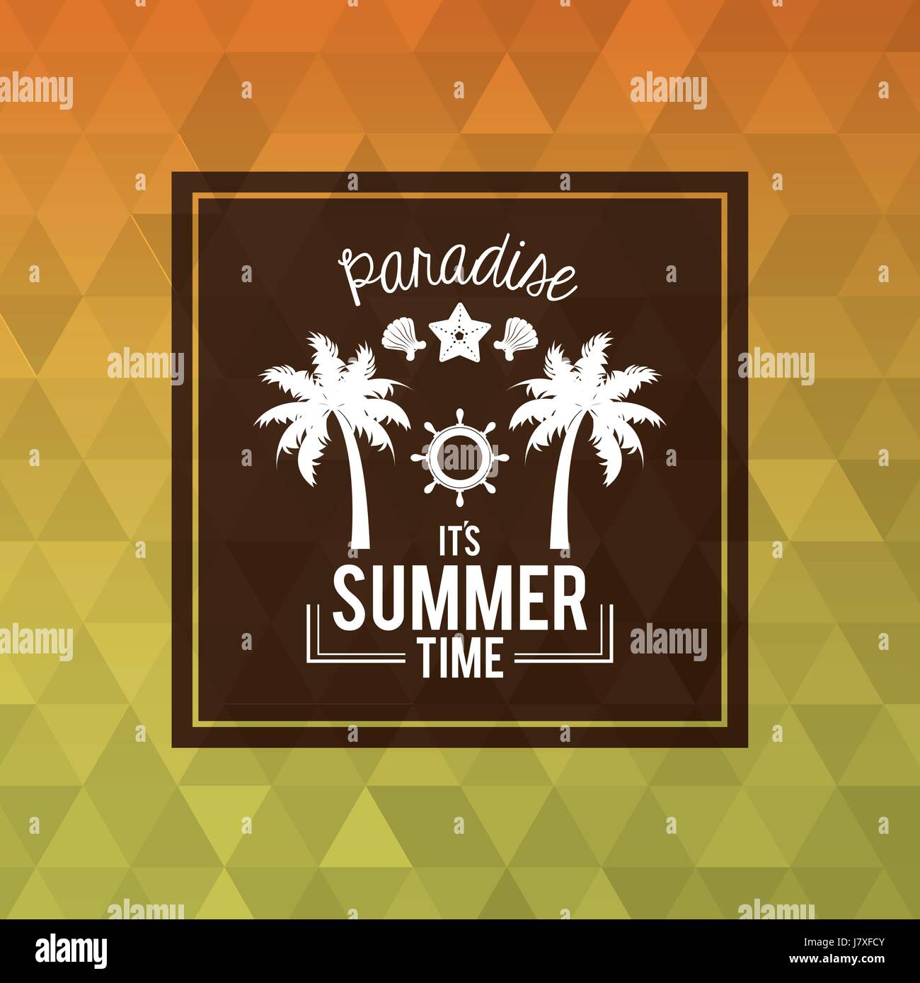 abstract polygonal background with square frame of logo text paradise ...