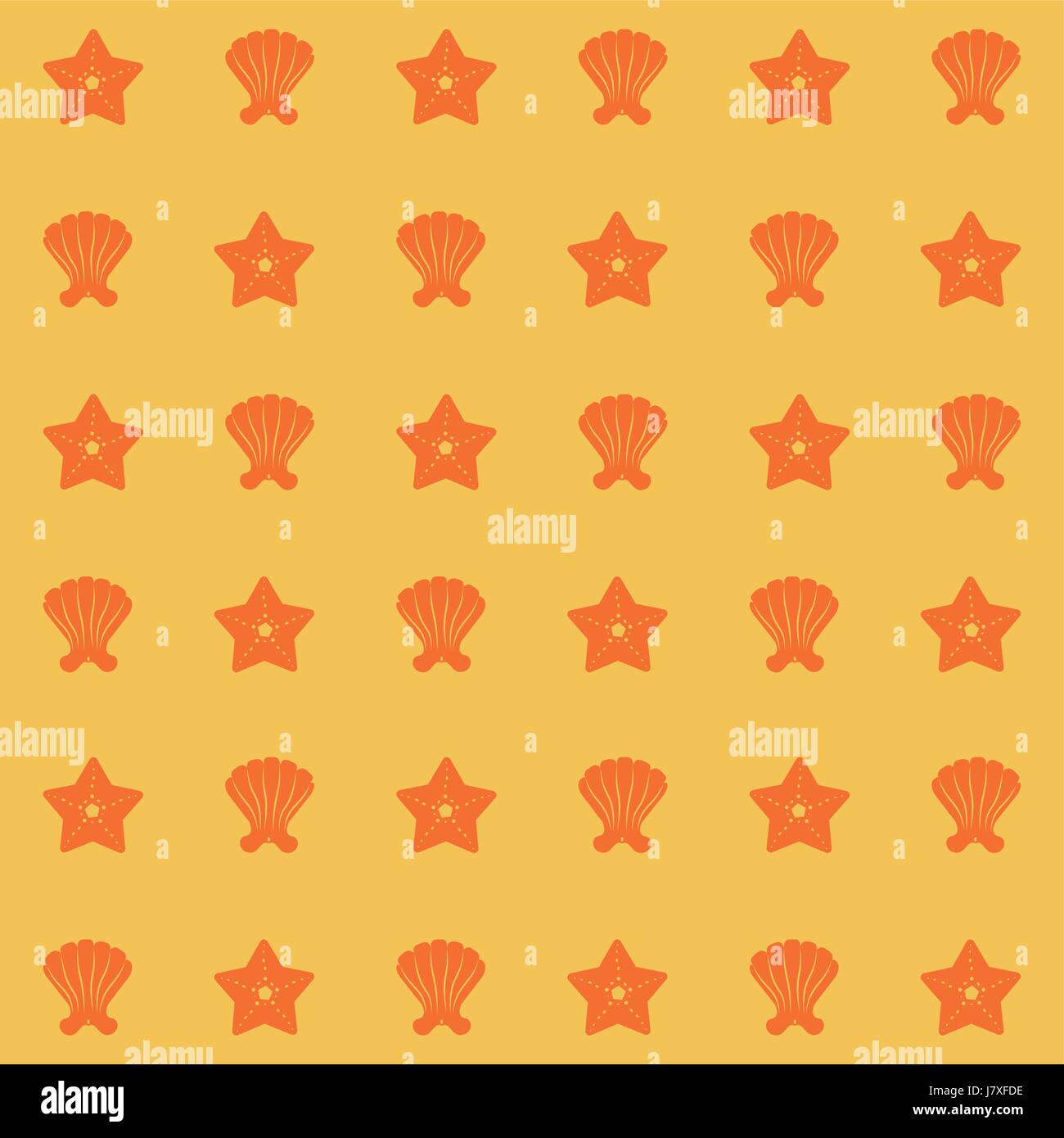 yellow color pattern of shells and starfish Stock Vector Image & Art ...