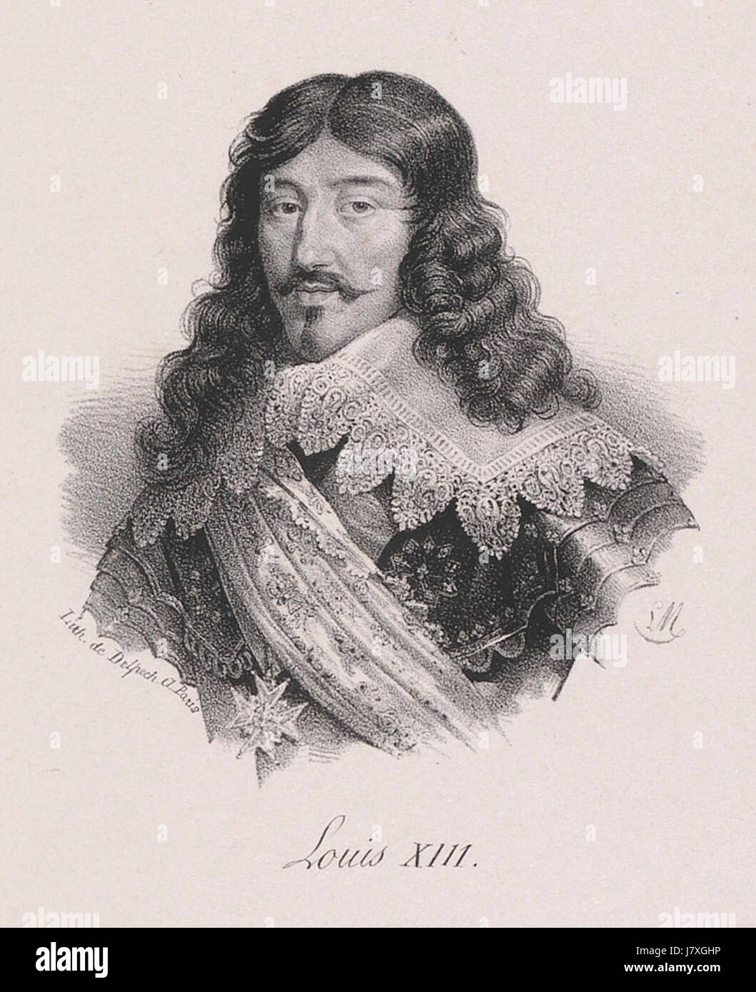 Louis XIII of France, depicted by artist Delpech, was a French monarch ...