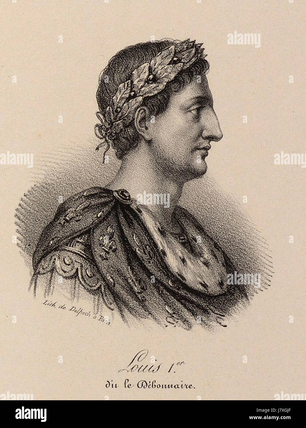 A depiction of Louis I the Pious by Delpech, showcasing the historical ...