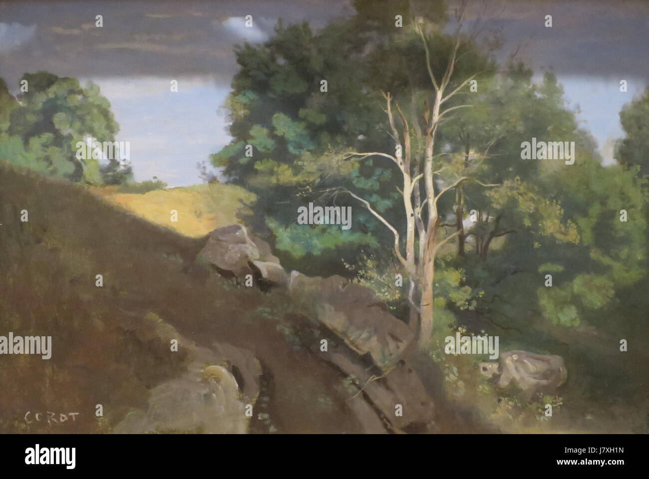 This painting by Jean-Baptiste-Camille Corot, titled 'Fontainebleau ...