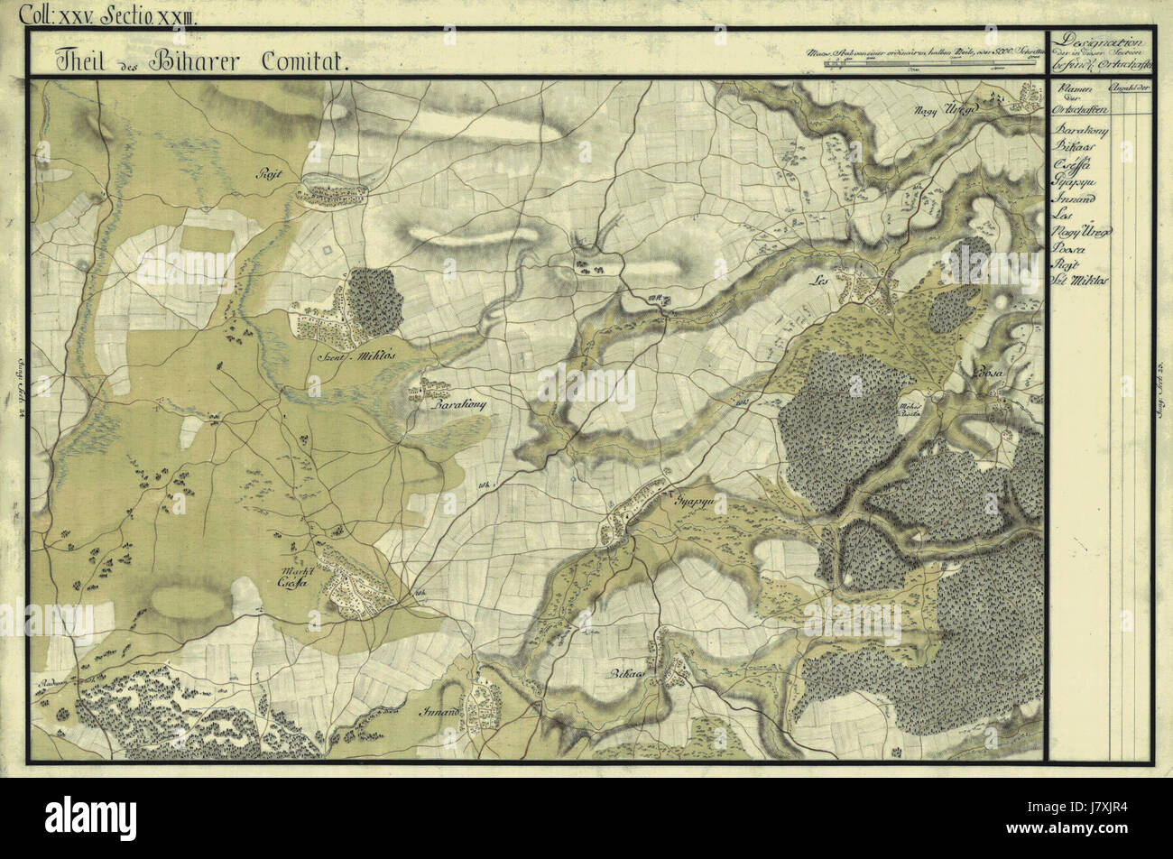 Map detail from the Josephinische Landesaufnahme, depicting the Bihor ...