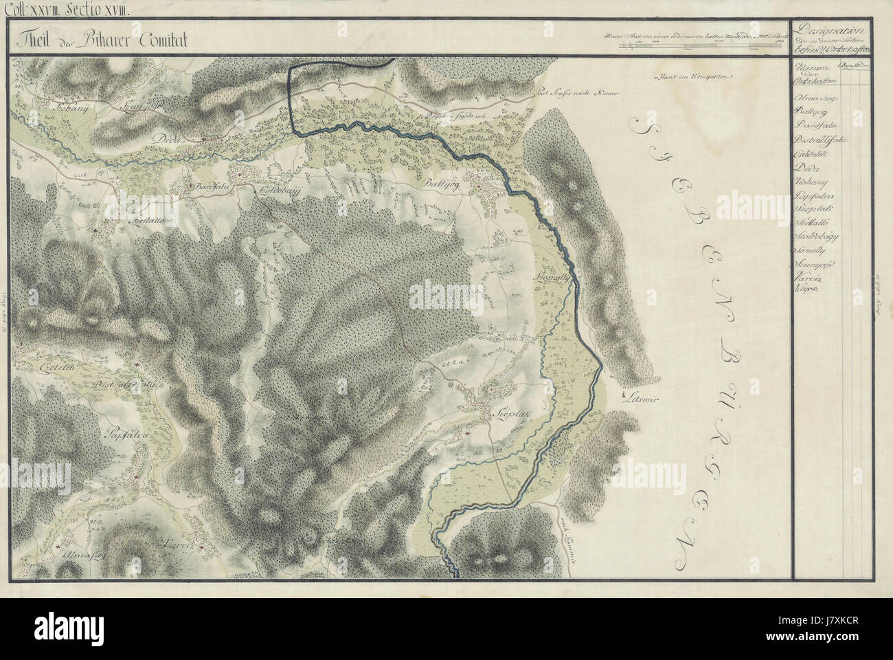 This map, part of the Josephinian land survey, details the Bihor ...