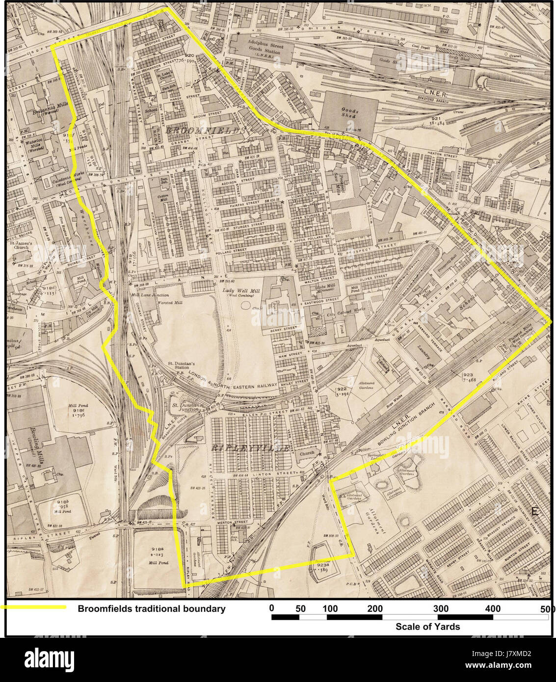 Broomfields map 1932 Stock Photo - Alamy