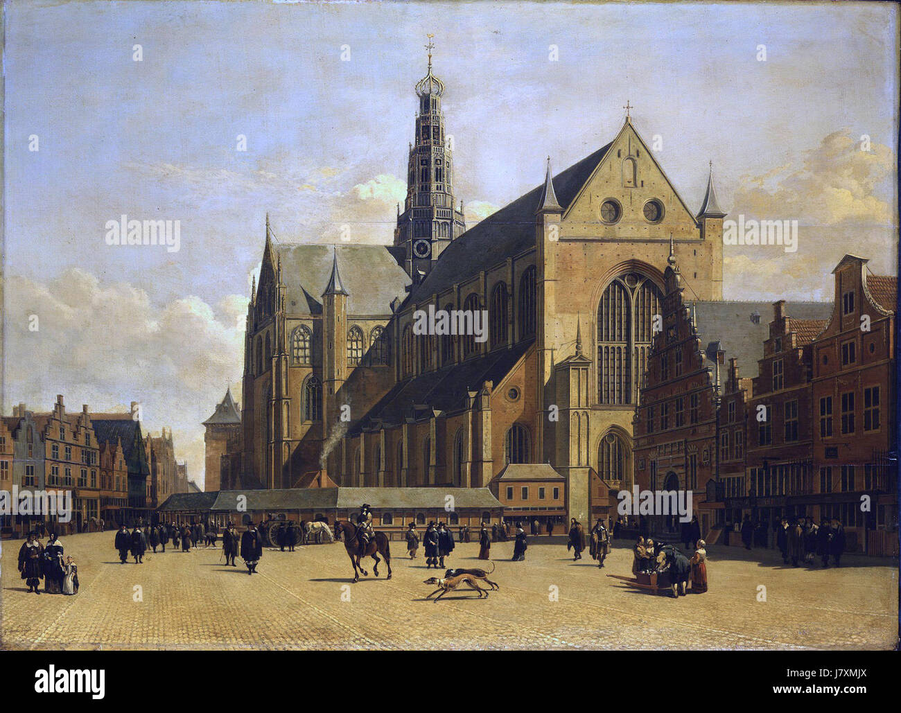 This painting by Berckheyde depicts the market square in Haarlem, with ...