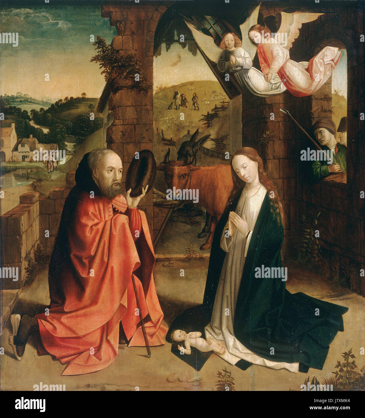 'The Nativity, with the Annunciation to the Shepherds in a Landscape ...