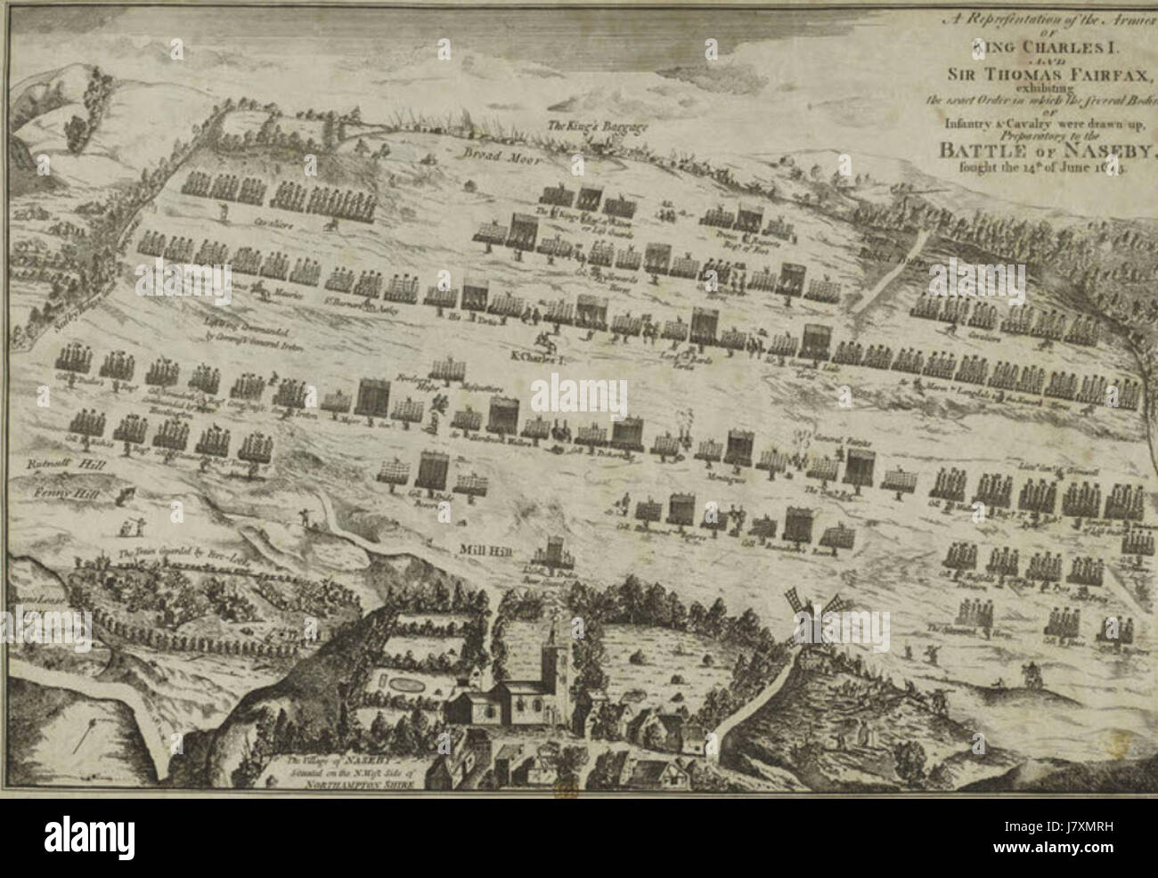 This reproduction map from 1792 illustrates the Battle of Naseby, a ...