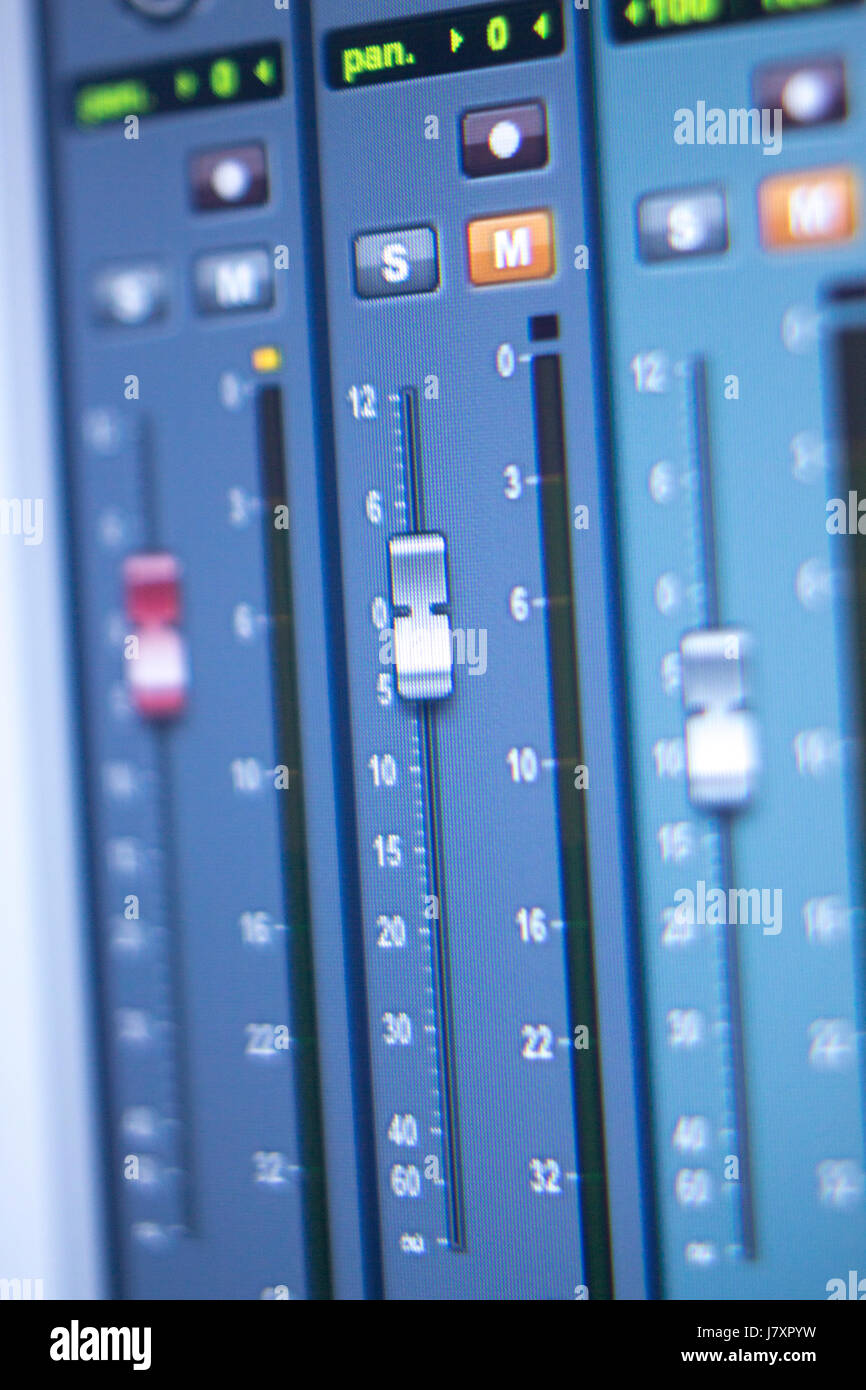 Recording audio, music, vocal and voiceover studio digital mixing desk ...