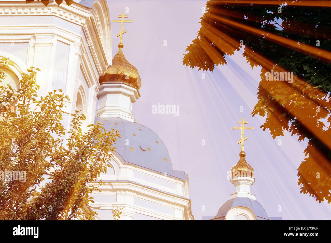 The magic church. Composition of the church and the rays Stock Photo ...