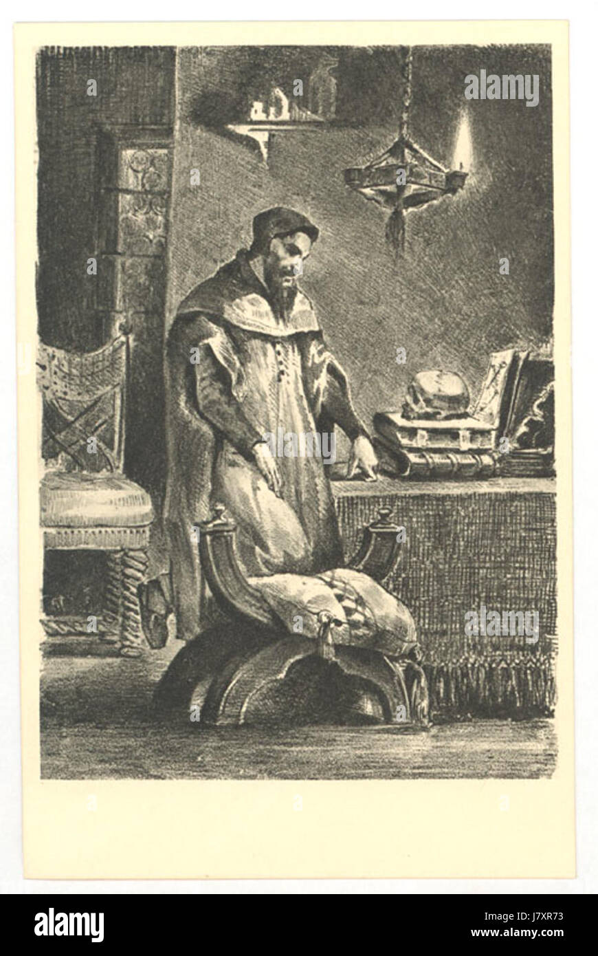 An artwork by EugÃ¨ne Delacroix depicting the story of Faust, a ...