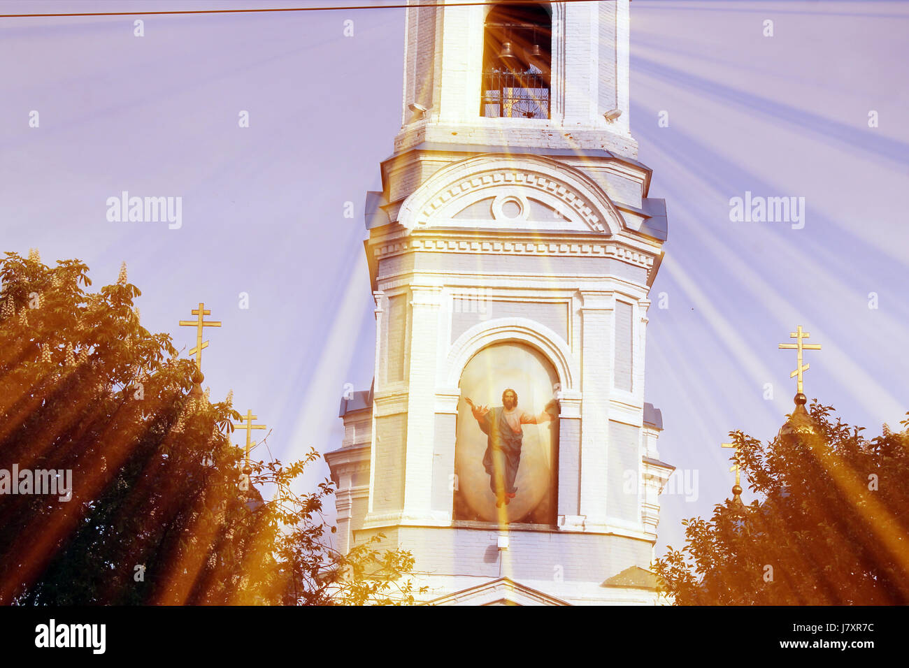 The magic church. Composition of the church and the rays Stock Photo ...