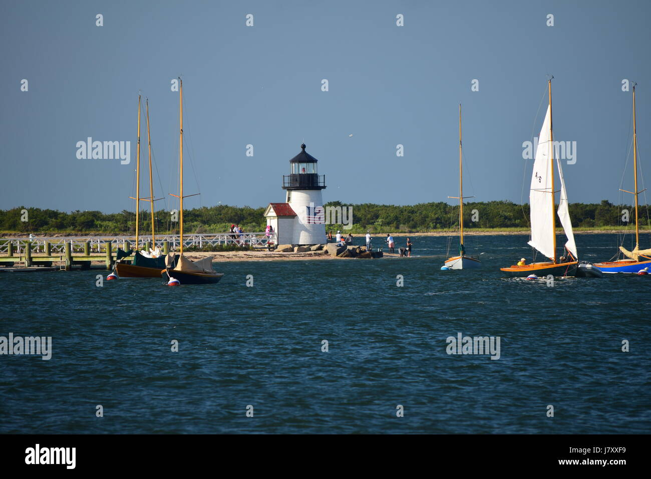 Nantucket Harbor and Lighthouse Stock Photo - Alamy