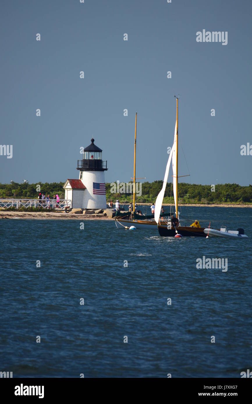 Nantucket Harbor and Lighthouse Stock Photo - Alamy
