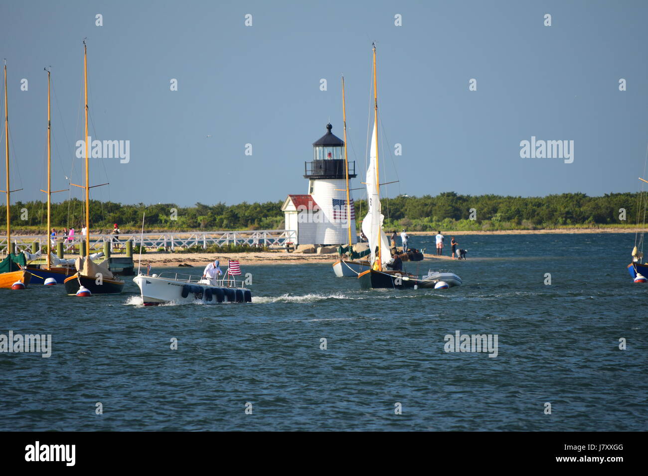 Nantucket Harbor and Lighthouse Stock Photo - Alamy