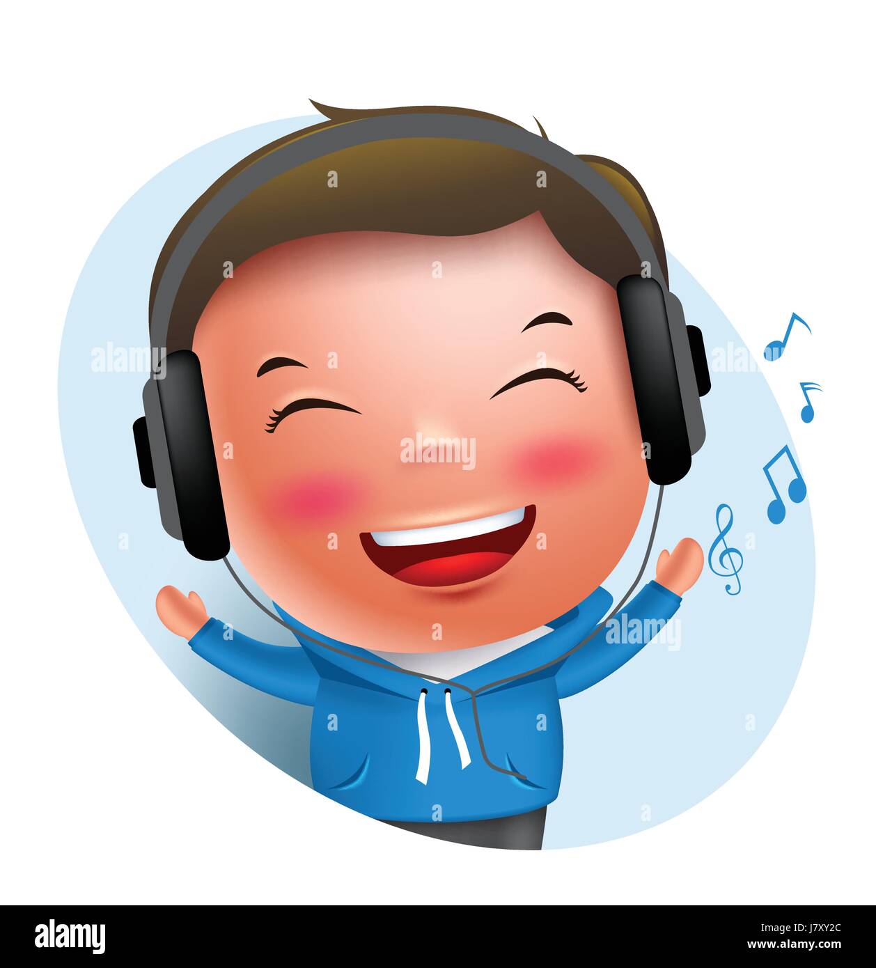 Cartoon Listening To Headphones