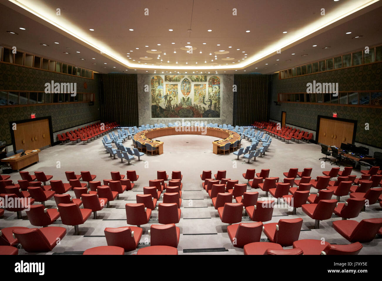 security council chamber at the United Nations headquarters building ...