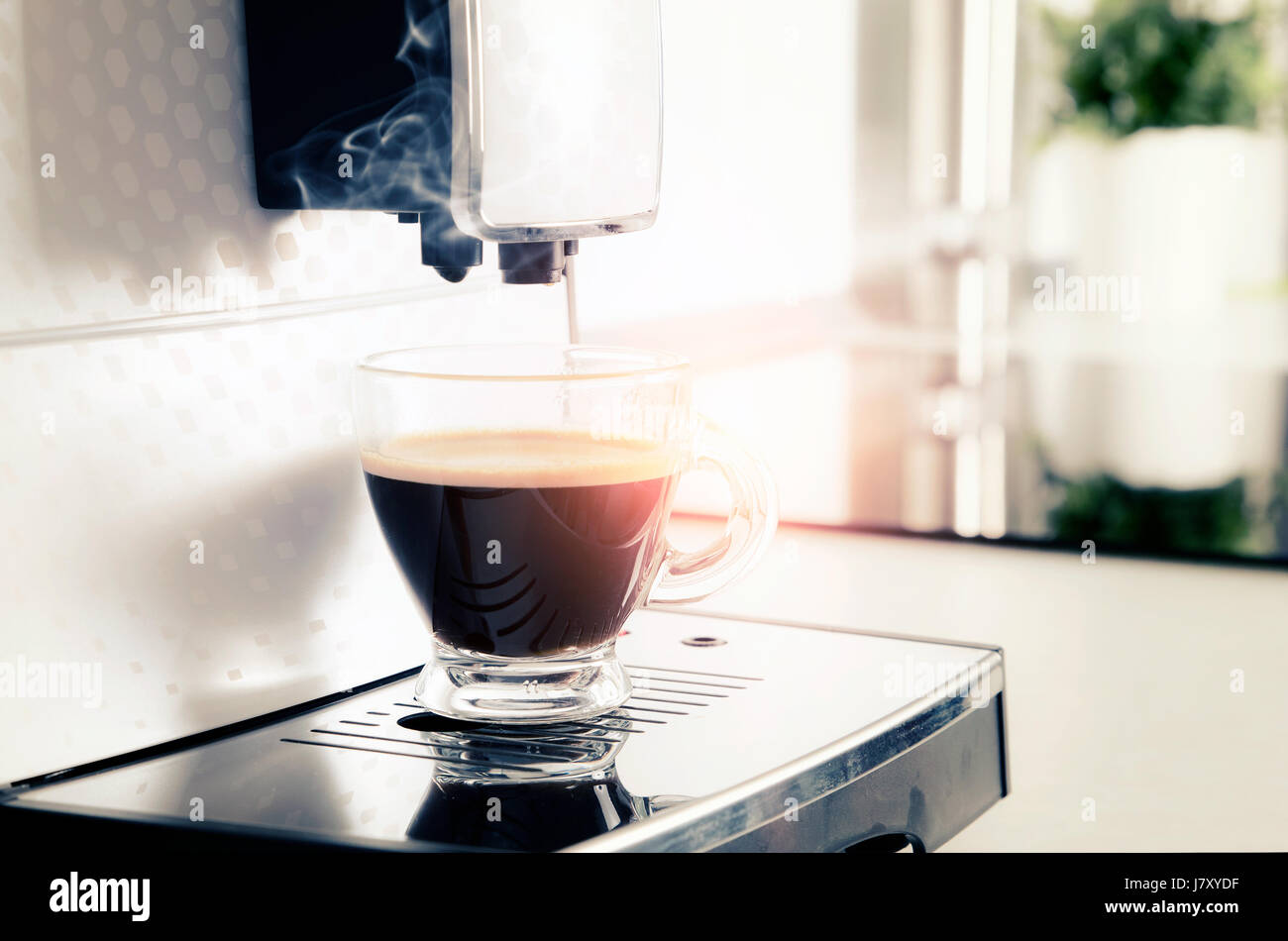 Home professional coffee machine with espresso cup. coffee machine ...