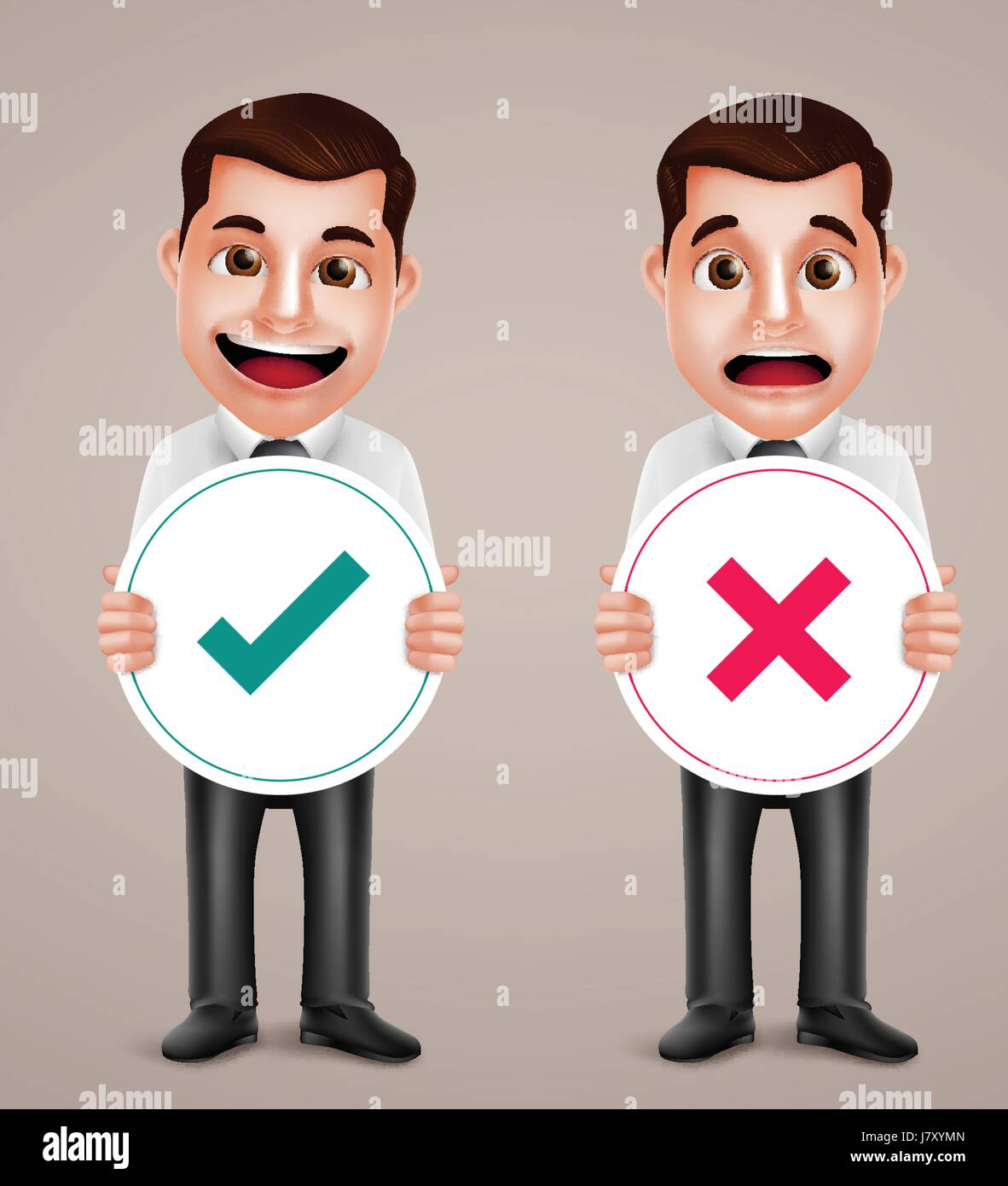 Professional business man vector character set holding right and wrong ... Professional business man vector character set holding right and wrong ...