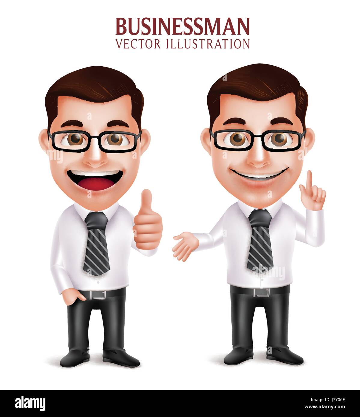 Vector Set of Professional Business Man Character with Pointing and OK ...