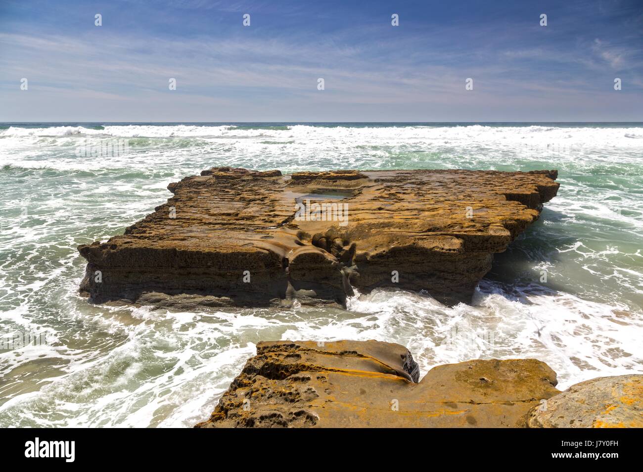 Flat Rock Sandstone Erosion on Torrey Pines State Beach. Scenic Pacific ...