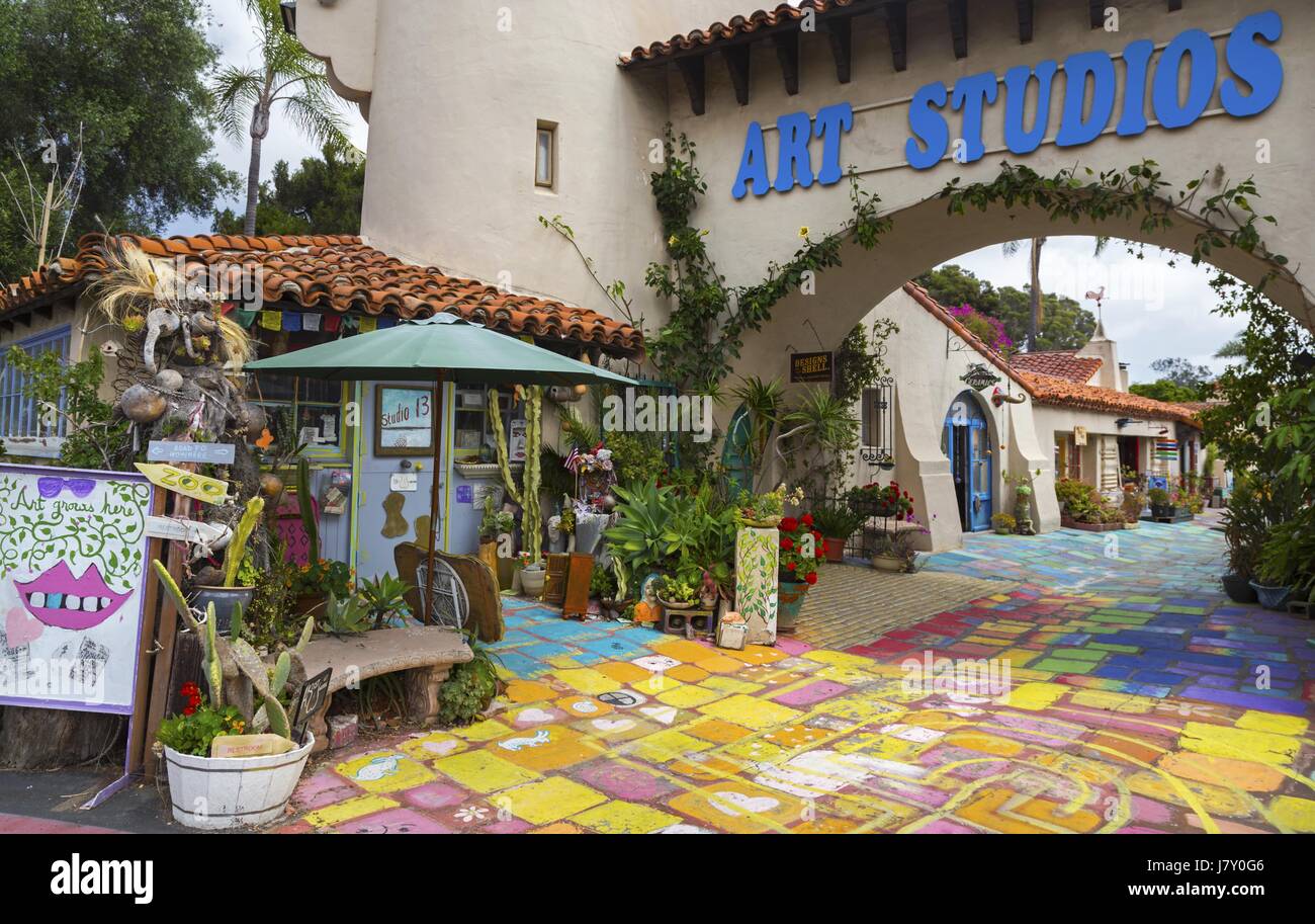 Balboa Park Spanish Village Art Studios Entrance Gate. Tourist Souvenir ...