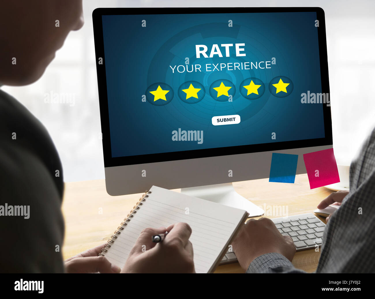 Businessman holding five star rating Review increase rating or ranking ...