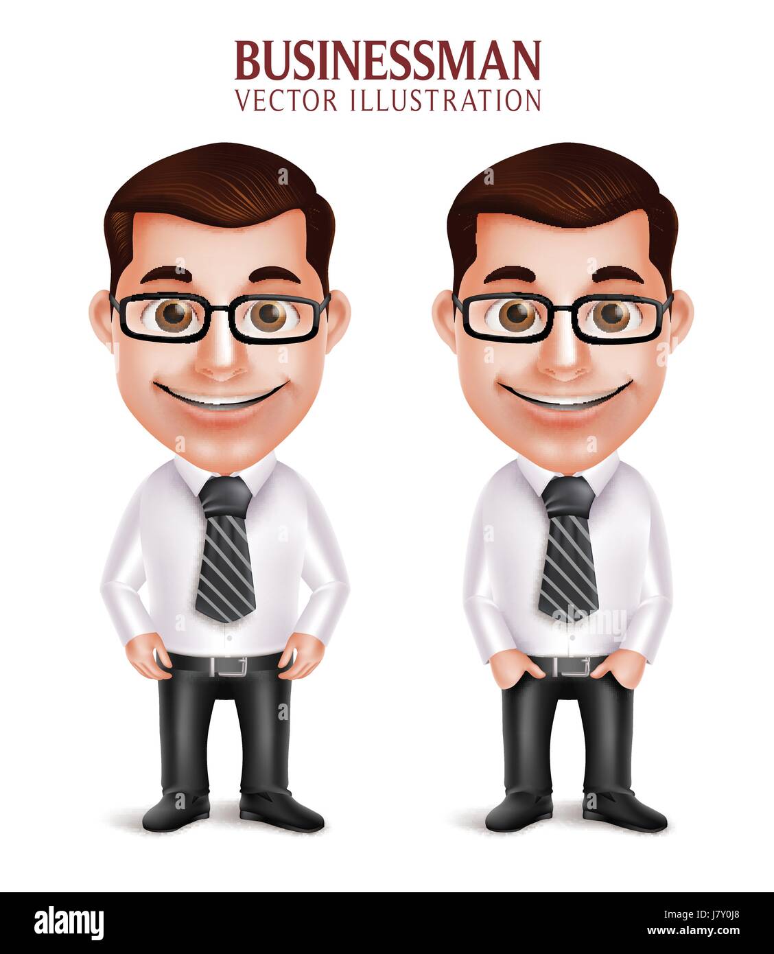 Vector Set of Realistic Professional Business Man Character Happy ...