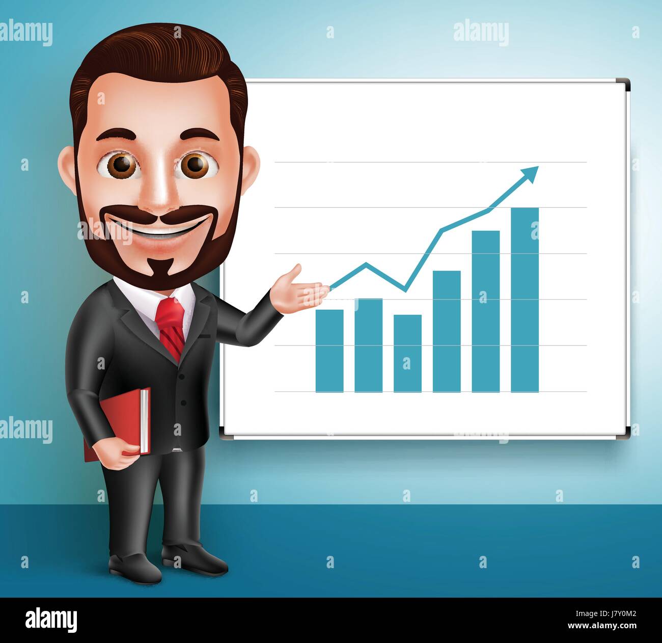 Professional Business Man Vector Character Happy Speaking and Showing ...
