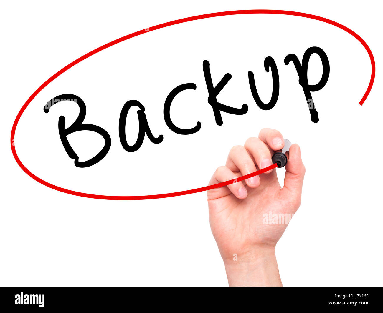 Man Hand writing Backup with marker on transparent wipe board. Isolated ...