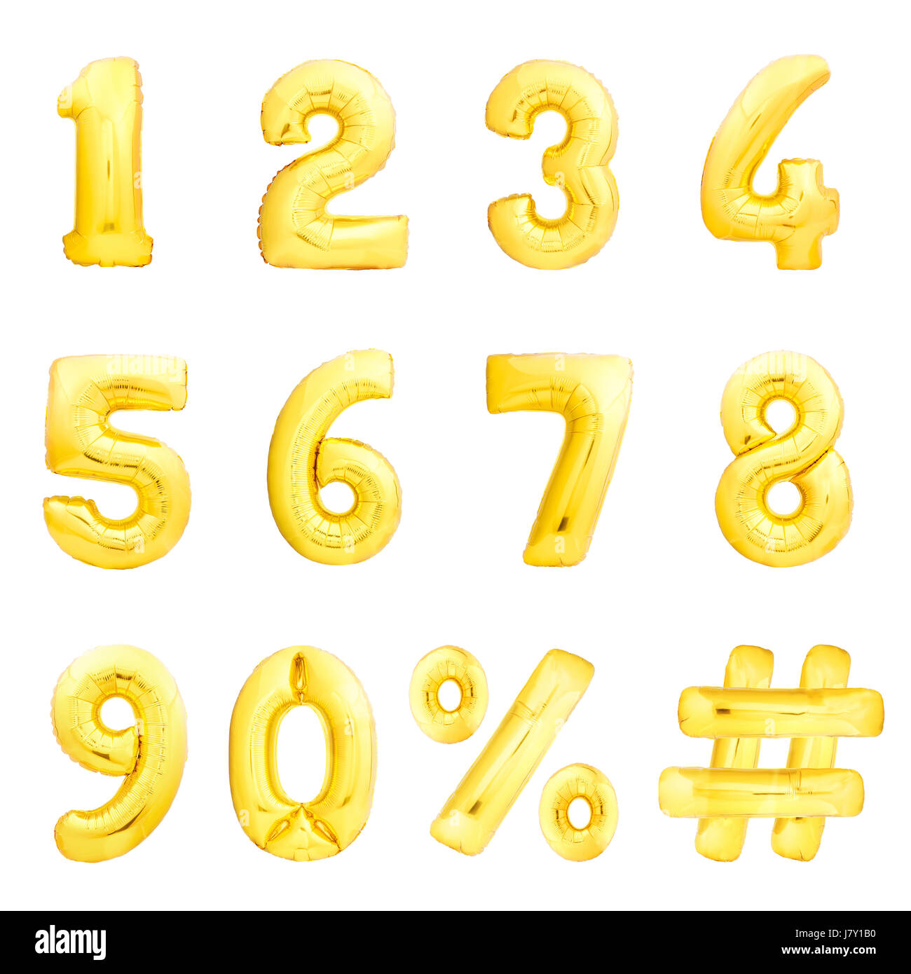 Numbers set, hashtag, percent. Golden inflatable balloons Stock Photo ...